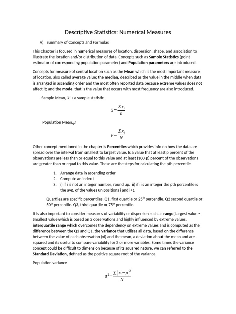 Descriptive Statistics - Chapter 3 | PDF