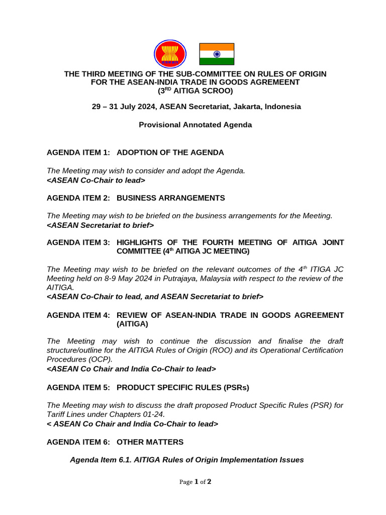 Aitiga Scroo 3 - Draft Agenda | PDF