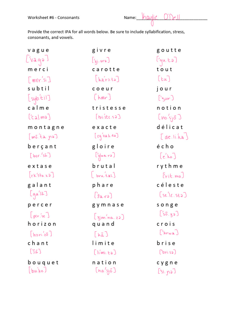 French - Identification Worksheet #6 | PDF