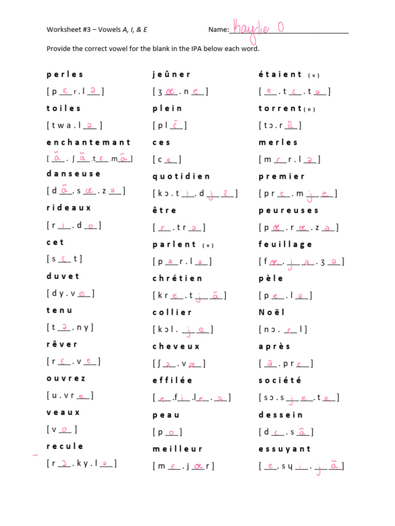 French - Identification Worksheet #3 | PDF