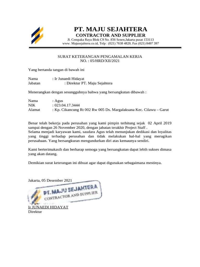 Contoh Surat Paklaring Kerja Dan Bagaimana Membuatnya 3 725x1024 | PDF