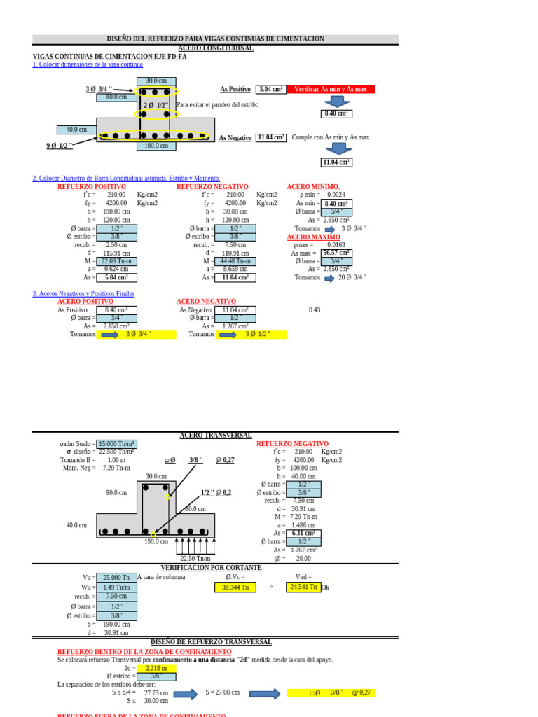 +diseño Vigas Continuas de Cimentación | PDF