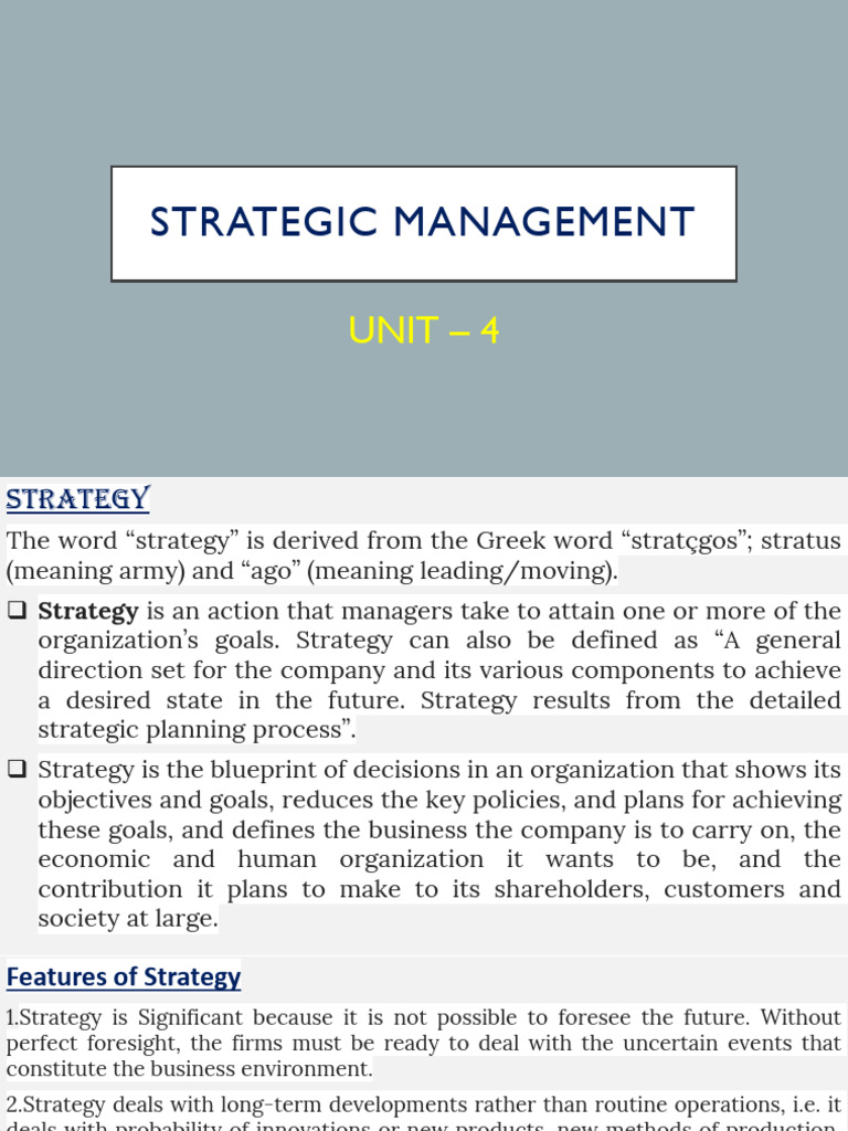 STRATEGIC MANAGEMENT PPM B.SC ITM | PDF