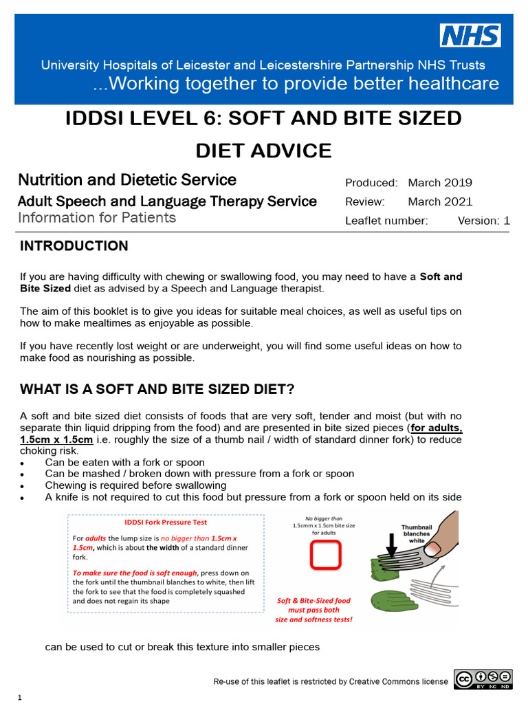 Level 6 Soft and Bite Sized Diet Advice March 2019 | PDF