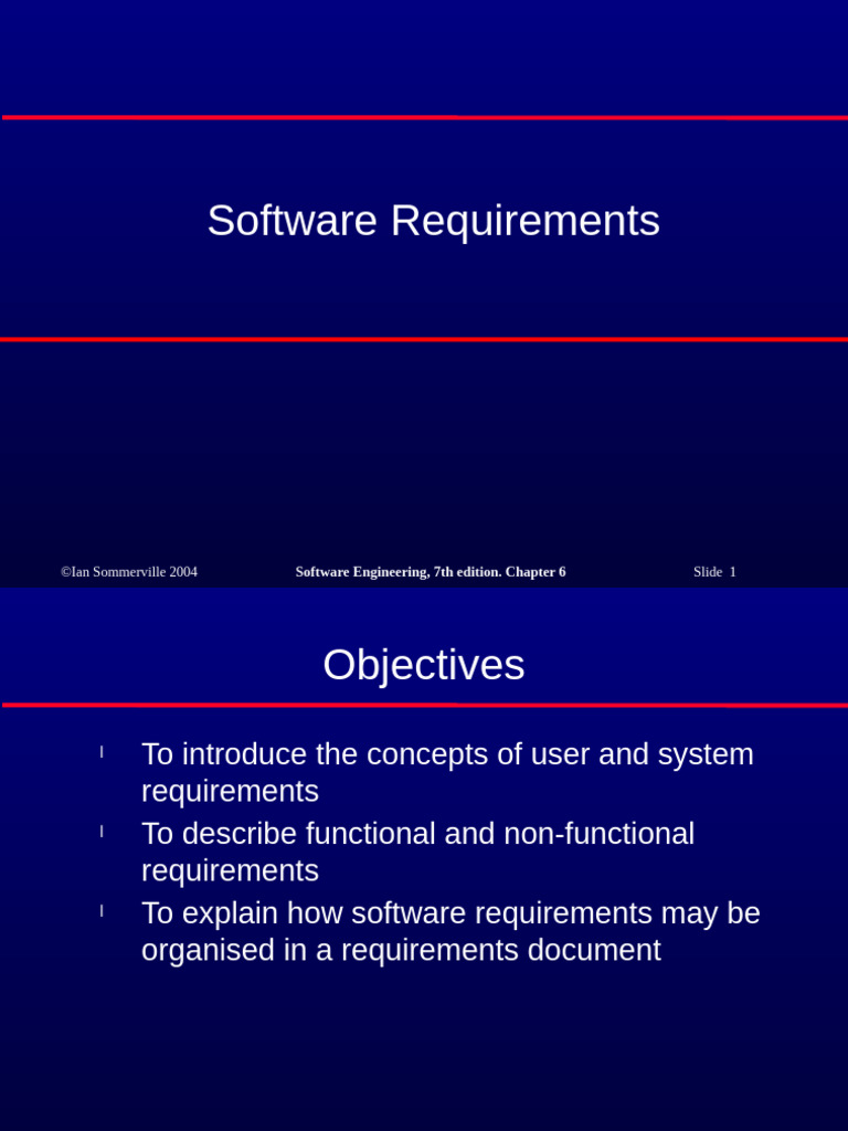 Software Requirements: ©ian Sommerville 2004 Slide 1 | PDF