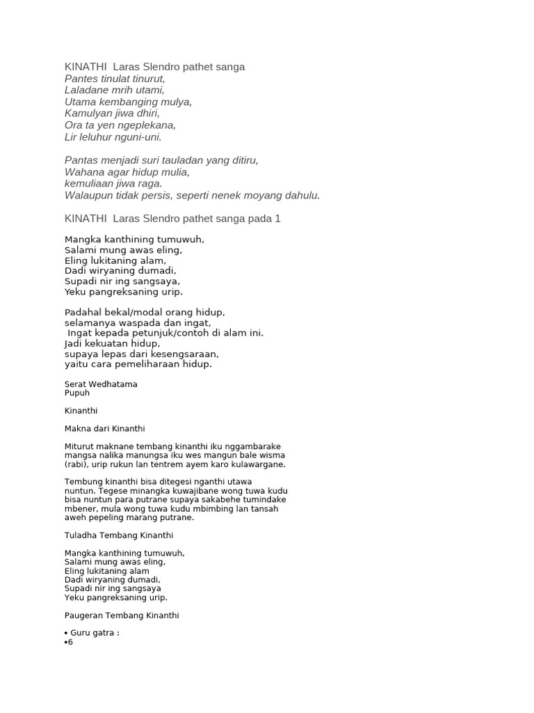 Tembang Kinanthi | PDF