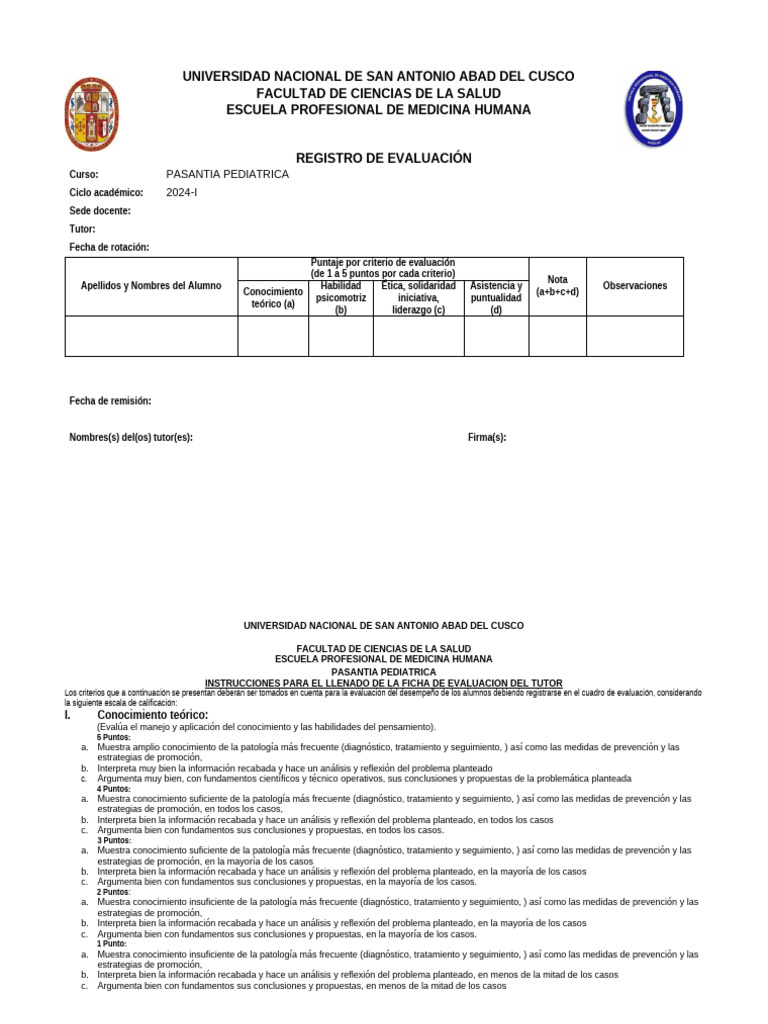 4a Registro Instrumento de Evaluacion Del Tutor Nota Individual | PDF | Evaluación | Crecimiento ...