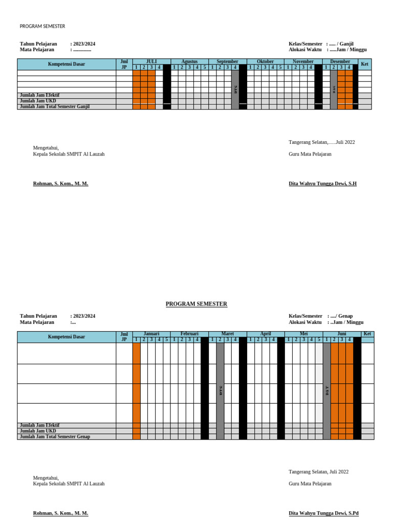 Format Prosem KELAS 7-8 | PDF