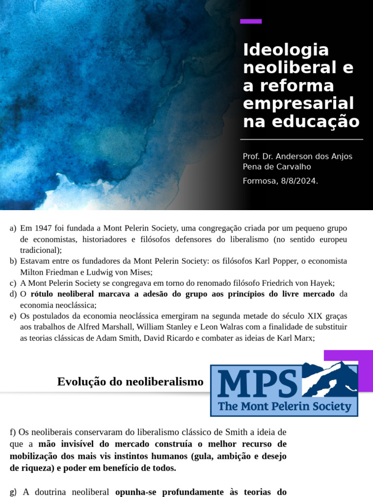 Ideologia Neoliberal e A Reforma Empresarial Na Educação | PDF