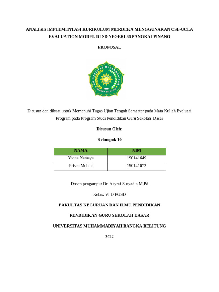 Proposal Evaluasi Program Kel.10-1 | PDF