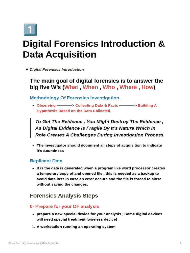 Digital Forensics Introduction & Data Acquisition | PDF