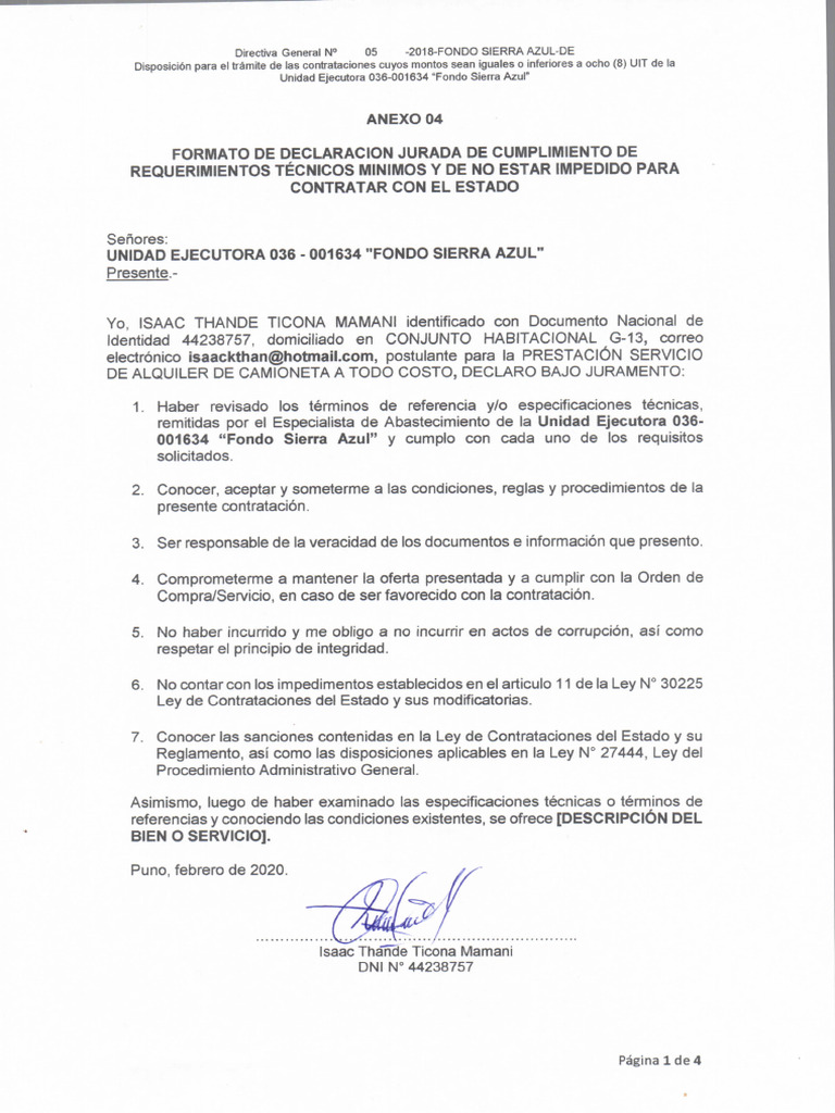 Formatos Anexos Camioneta | PDF