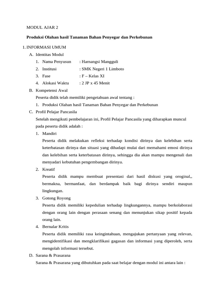 MODUL AJAR 2 Peralatan | PDF