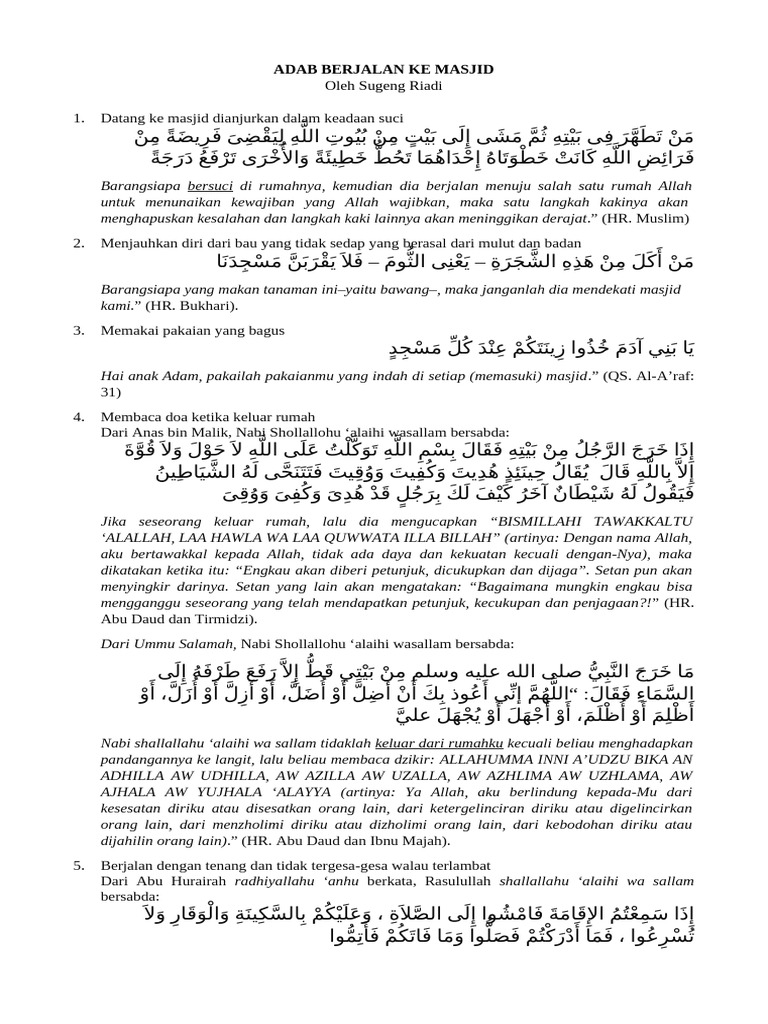 Adab Berjalan Ke Masjid | PDF