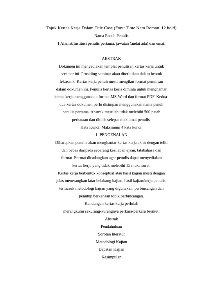 Format Kertas Kerja Seminar | PDF