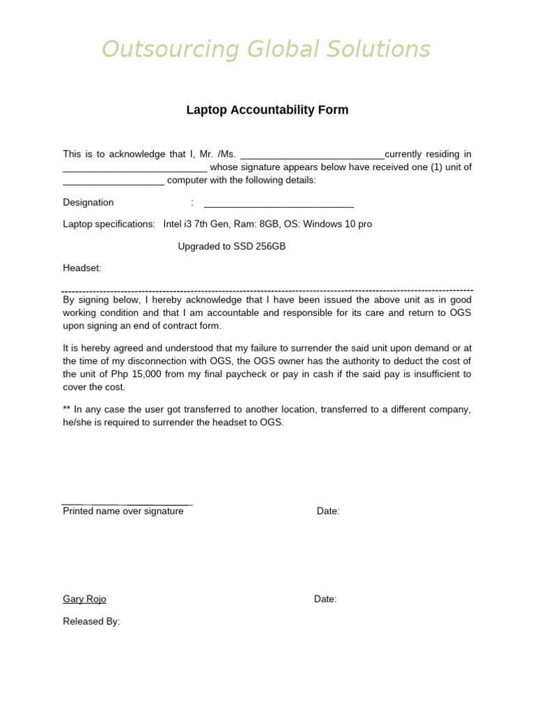 OGS Accountability Form | PDF