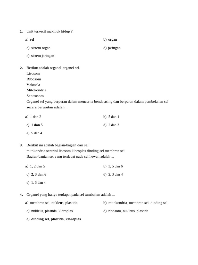 Latihan Soal Sel | PDF