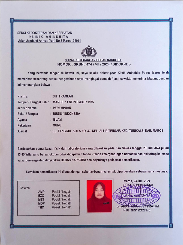 Ssurat Bebas Napza | PDF