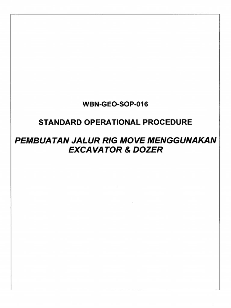 16 - SOP - Pembuatan Jalur Rig Move Menggunakan Excavator - Dozer - Rev 00 | PDF