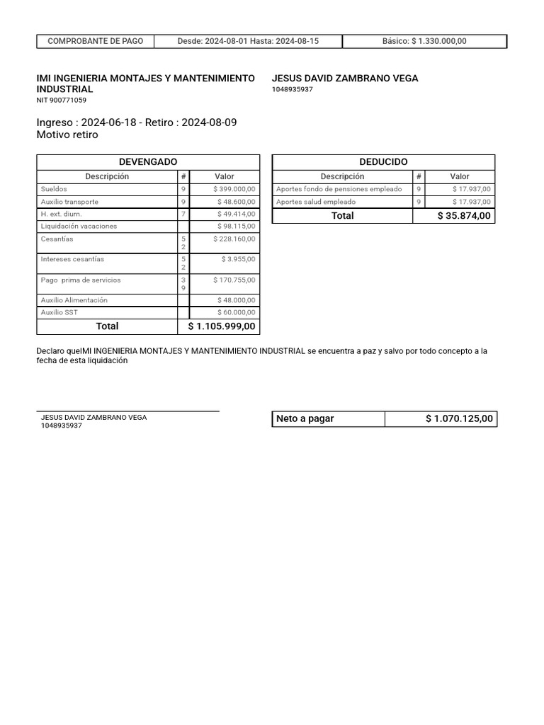 Tirilla - de - Pago - JESUS DAVID ZAMBRANO VEGA - 2024-08-01 | PDF