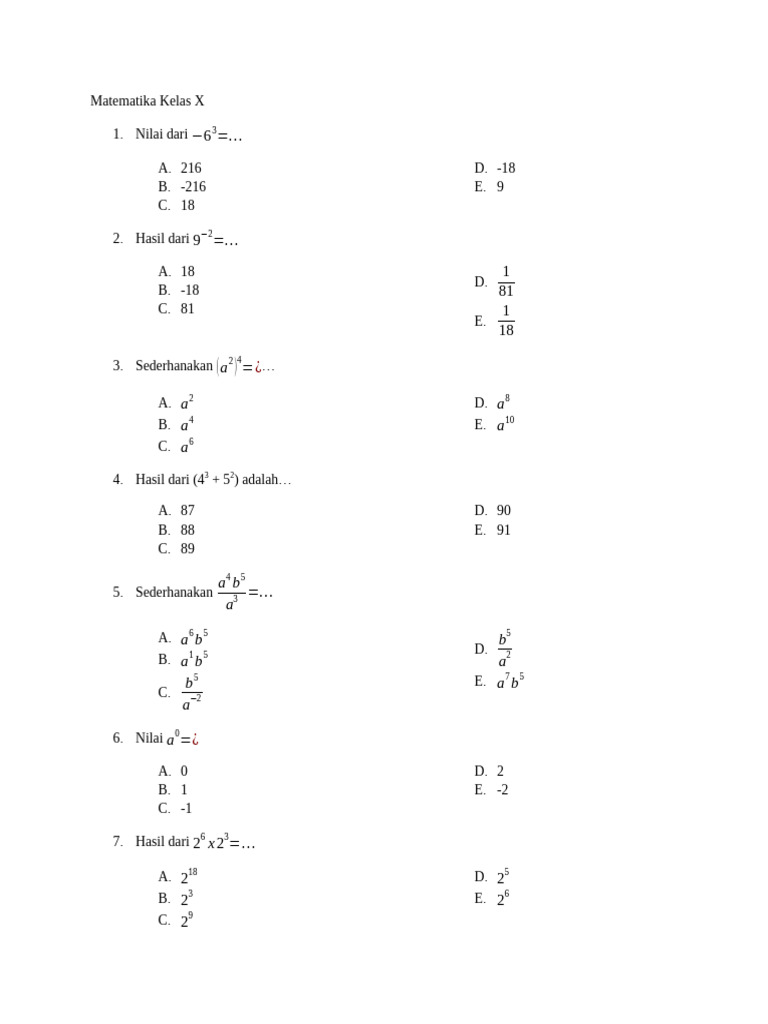 Matematika Kelas X | PDF