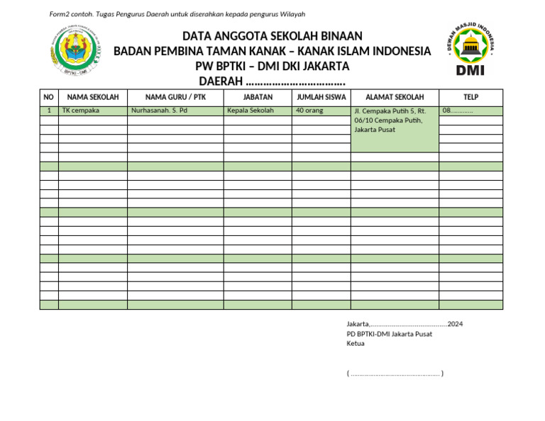 Form Data Daerah | PDF