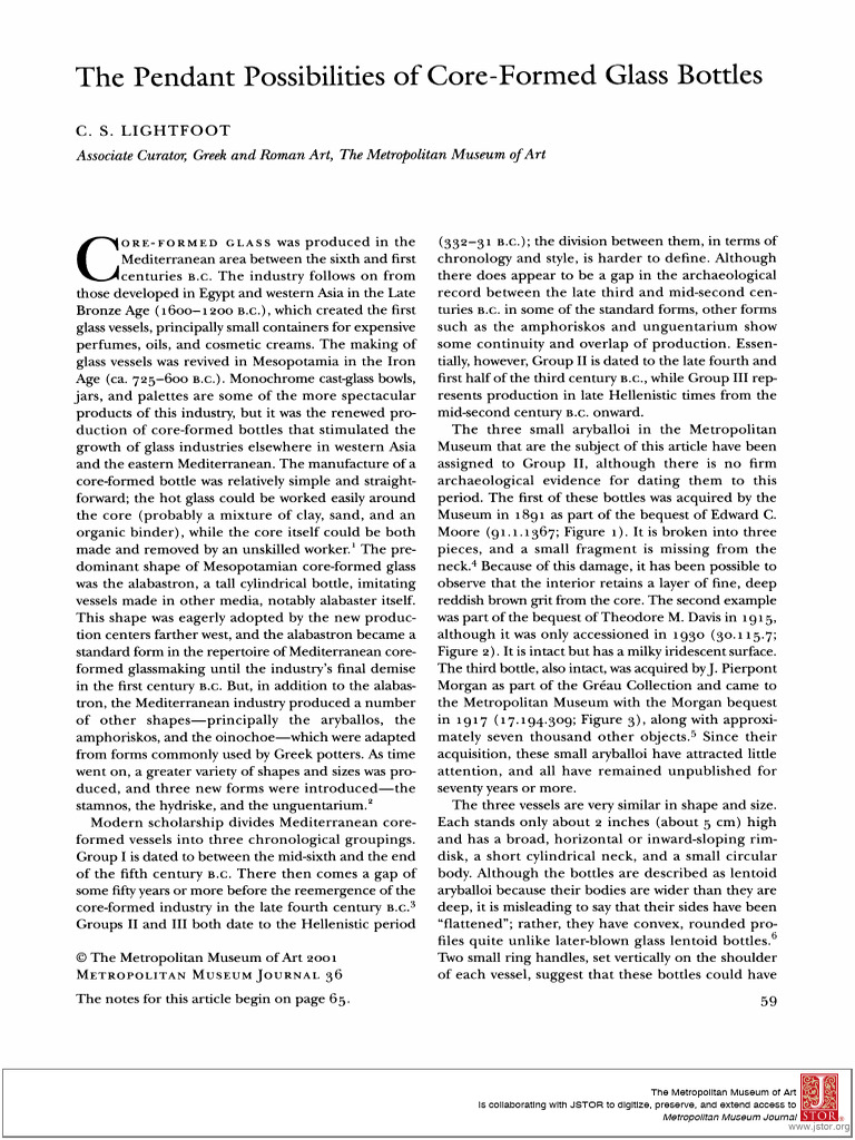 Pendant Possibilities of Core Formed Glass Bottles The Metropolitan ...