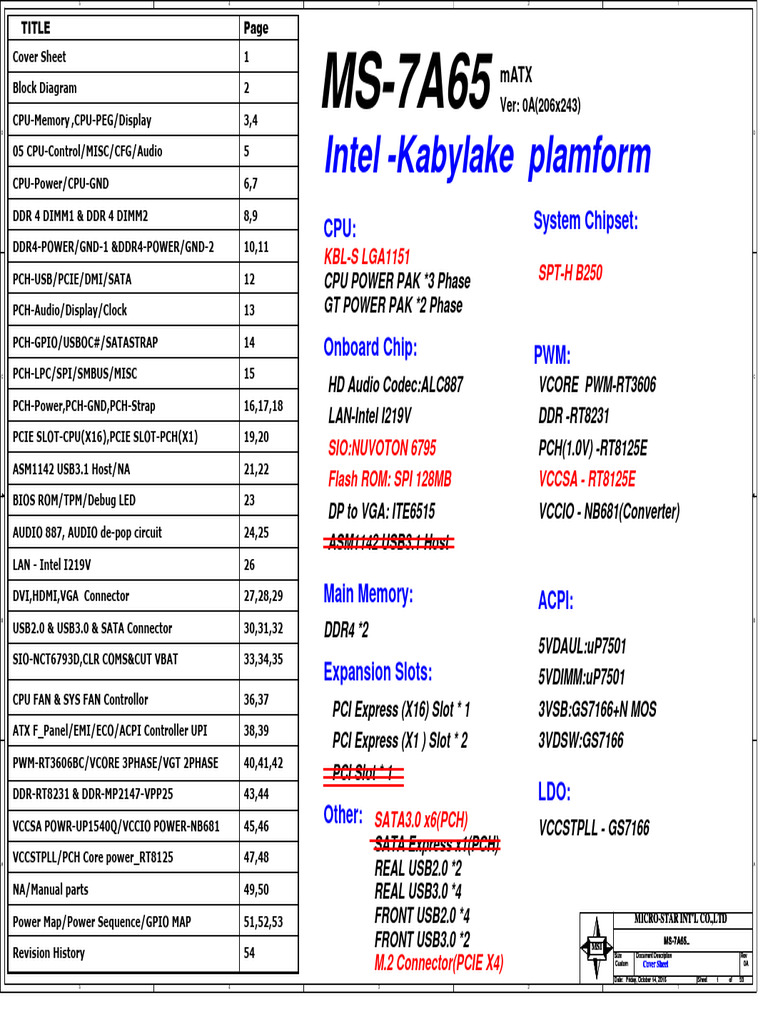 Msi Ms-7a65 Rev 1.0 PDF | PDF