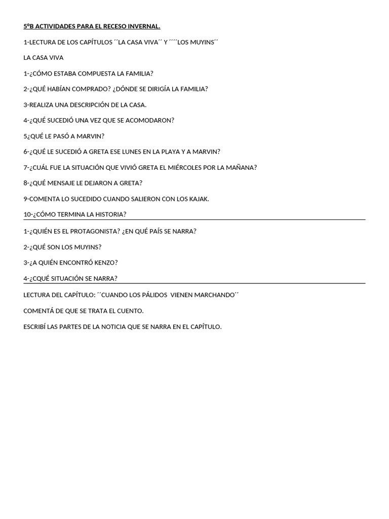 5 Actividades de Receso Invernal | PDF