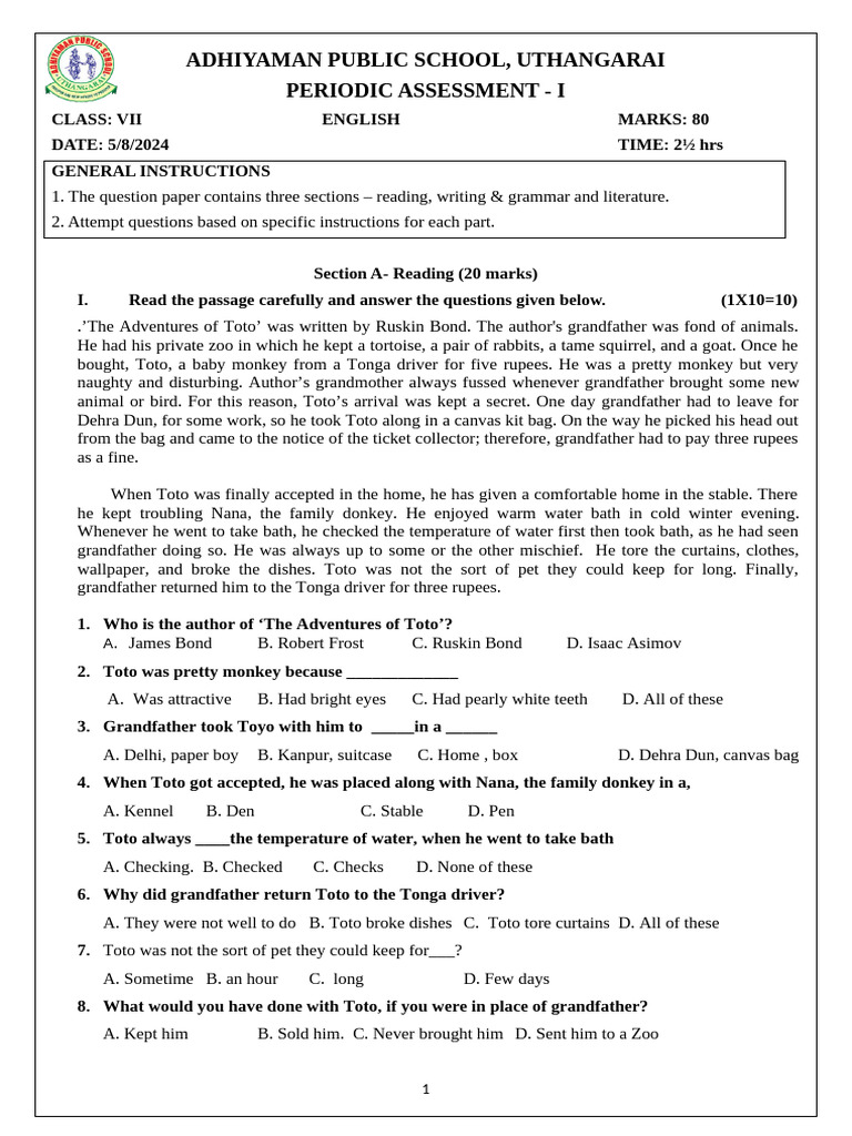 English Grade 7 | PDF