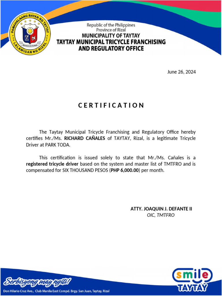 Akap Certificate | PDF