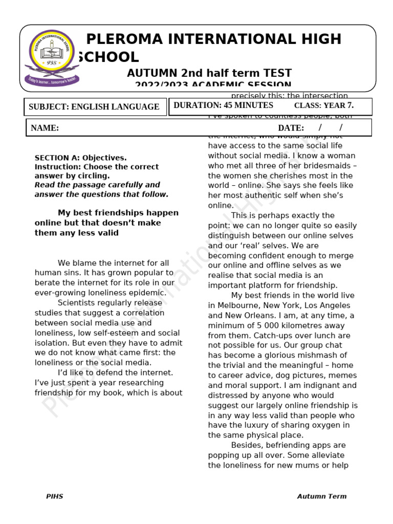 English Year9 2nd Half | PDF