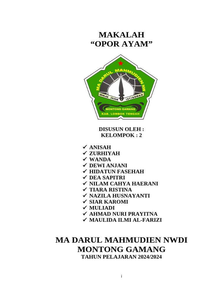 Makalah Opor Ayam | PDF