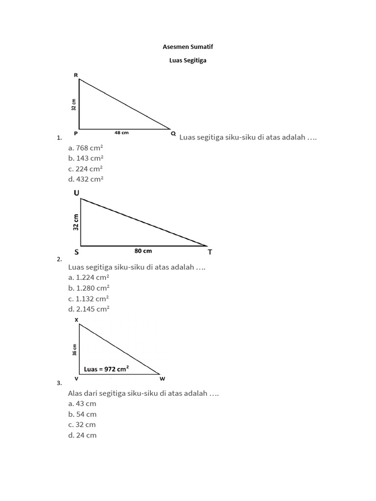 Asesmen Sumatif 2 Luas Segitiga | PDF