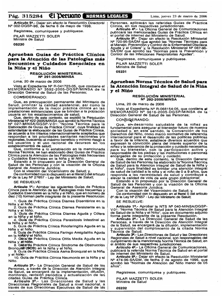 Rm-292-2006-Minsa | PDF