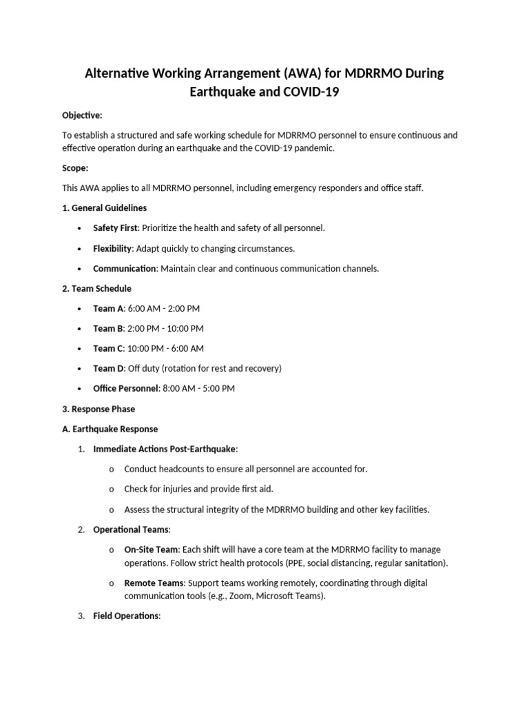 Alternative Working Arrangement | PDF