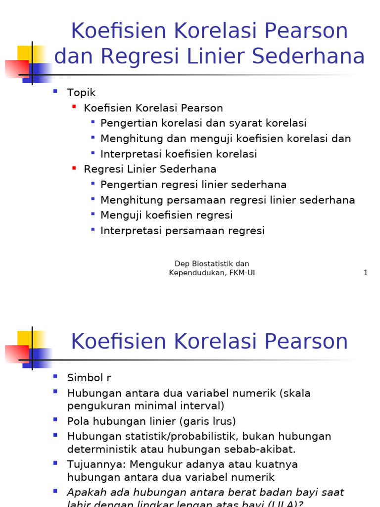 5a. Korelasi Pearson Dan Reg Linier Sederhana | PDF