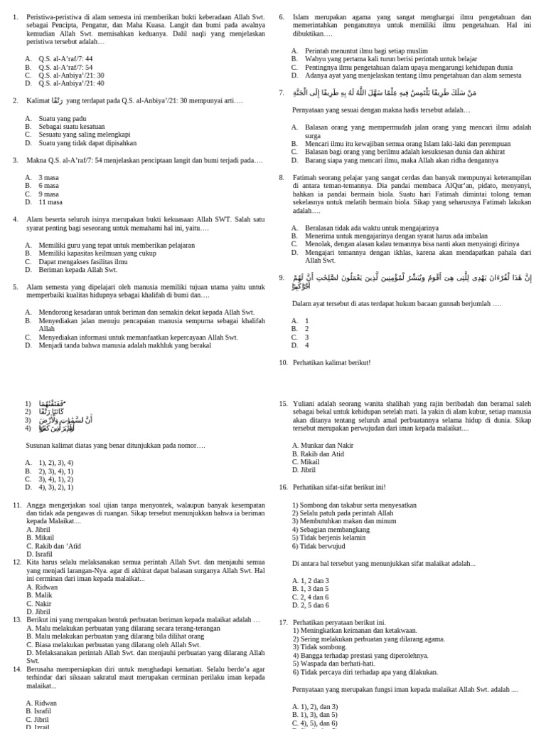 psat agama kelas 7 | PDF