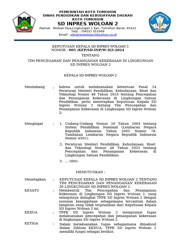 Lampiran 2_ Contoh SK Kepala Satuan Pendidikan Pembentukan TPPK (File ...