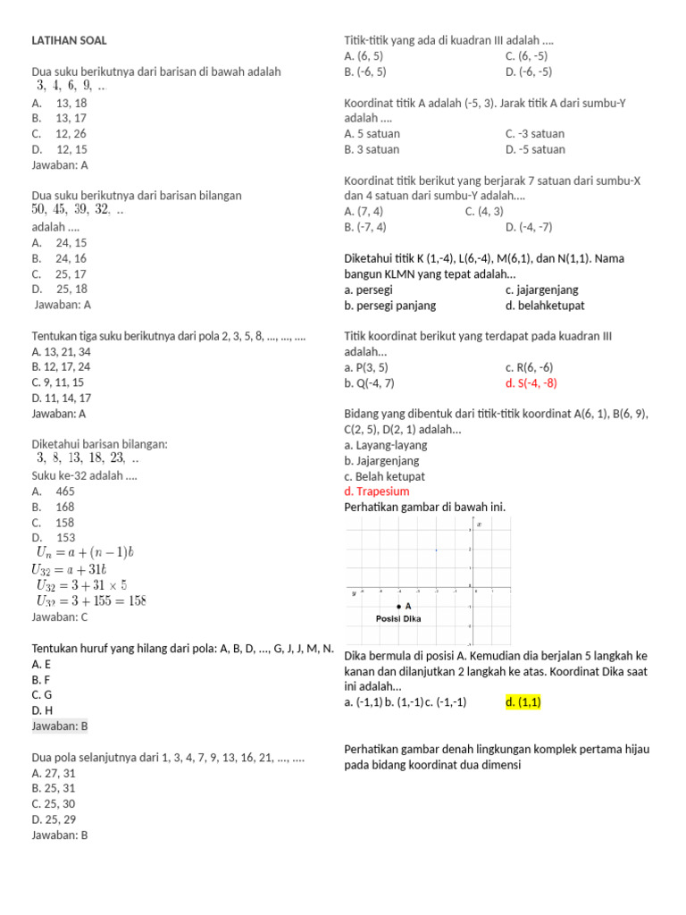 PTS MTK Latihan | PDF