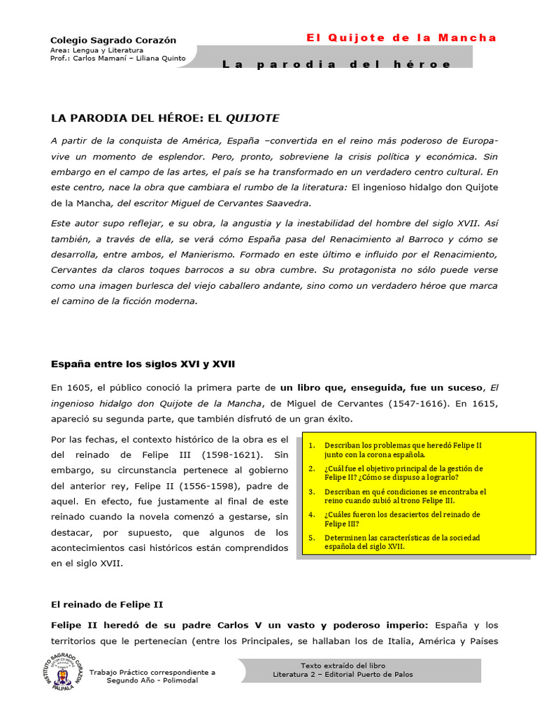 La Parodia Del Héroe - El Quijote | PDF