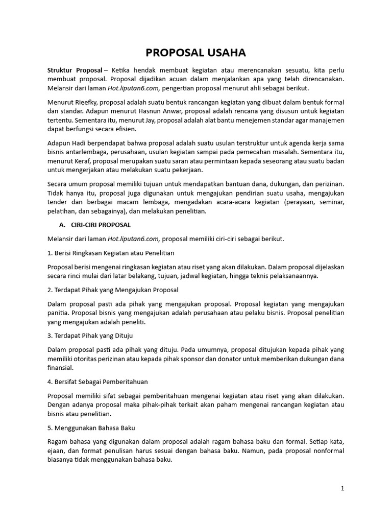 Proposal Usaha | PDF