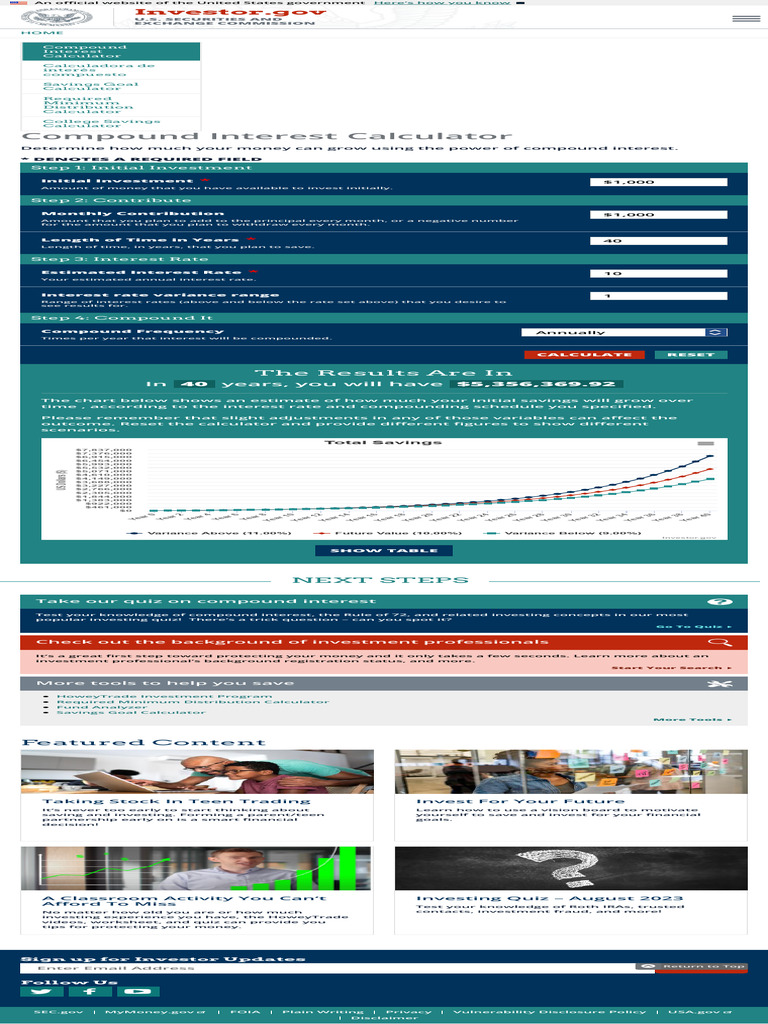 Compound Interest Calculator Investor - Gov | PDF