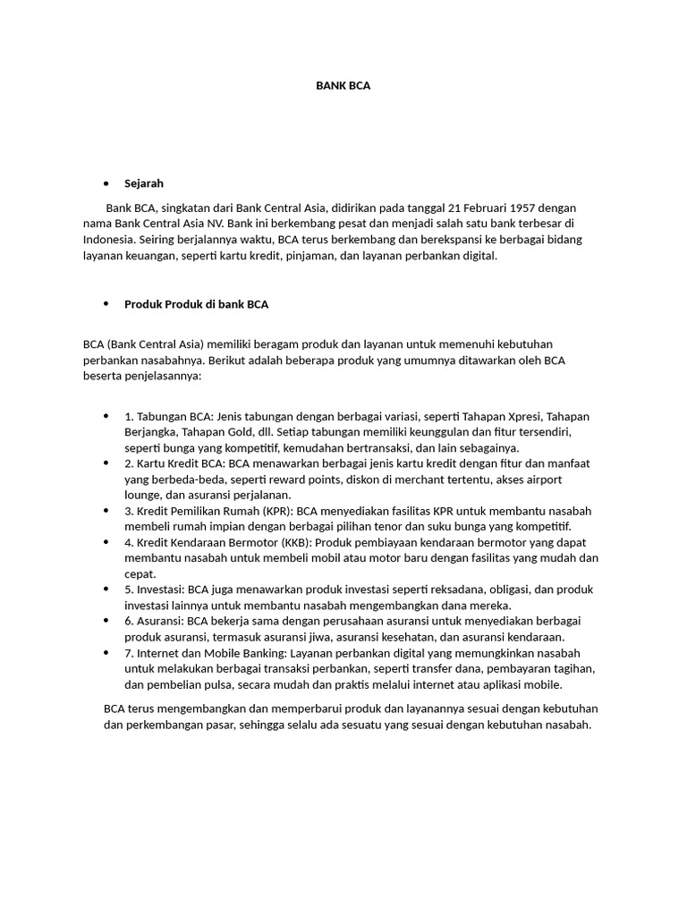 Bank Bca | PDF | Banks | Banking
