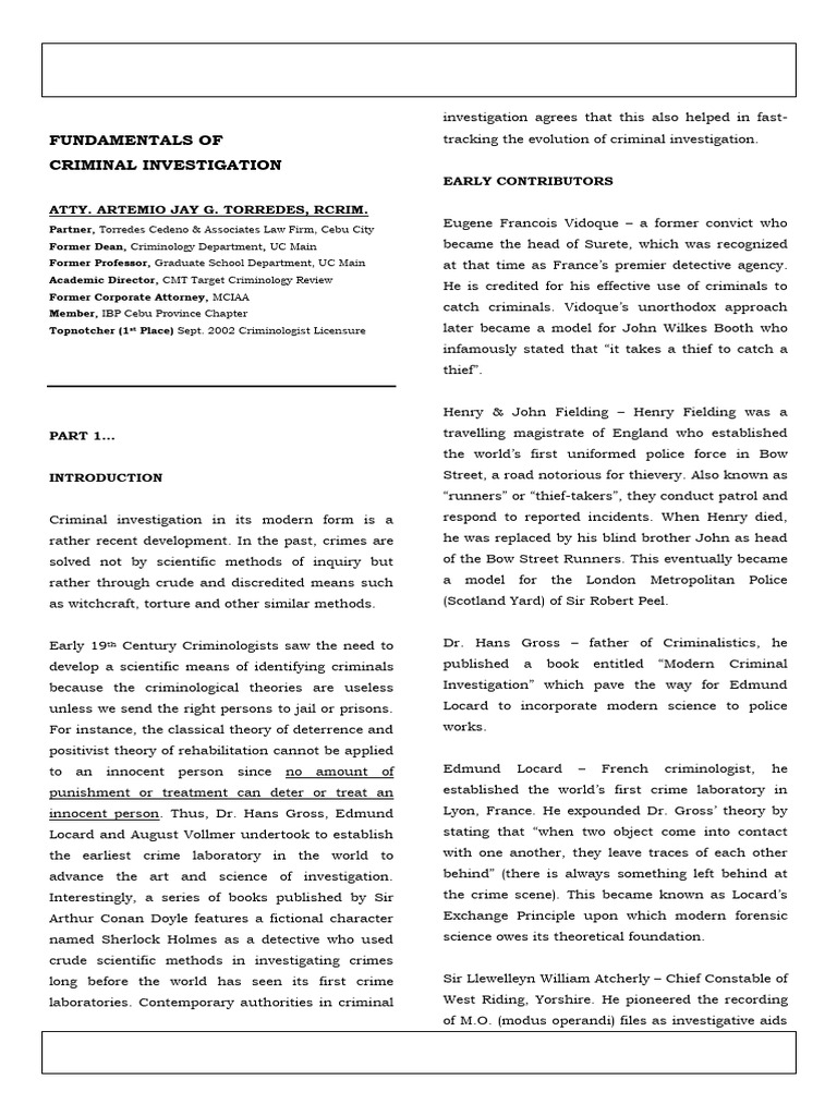 Fundamentals of Criminal Investigation | PDF | Crime Scene | Forensic Science