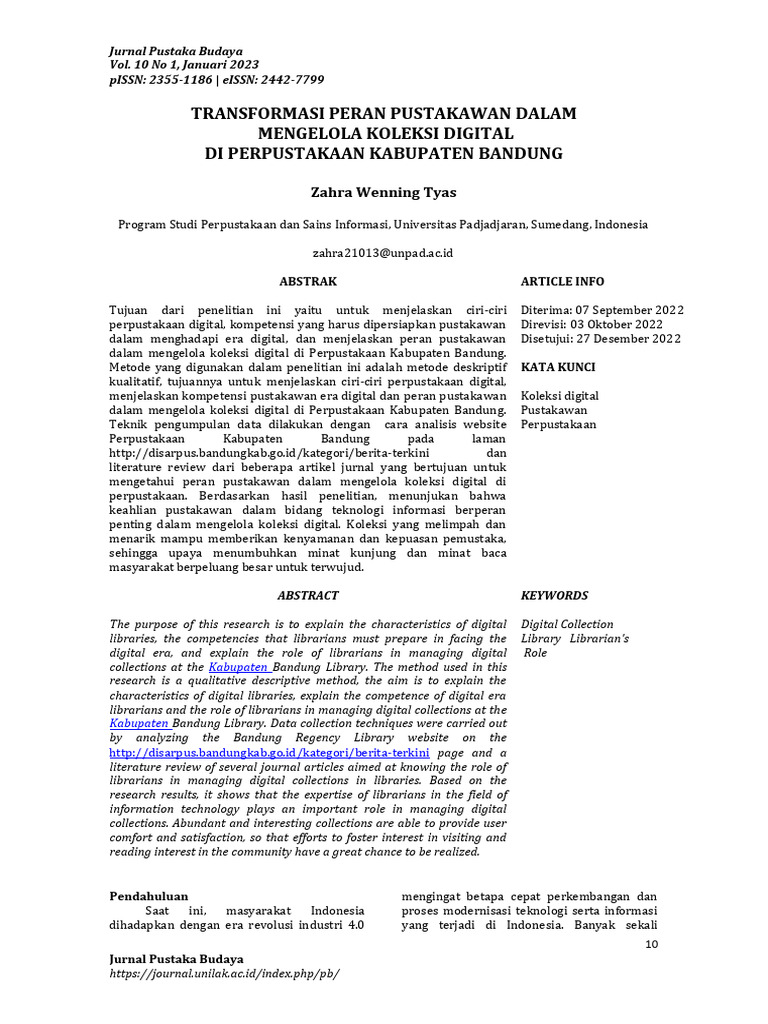 Transformasi Peran Pustakawan Dalam | PDF