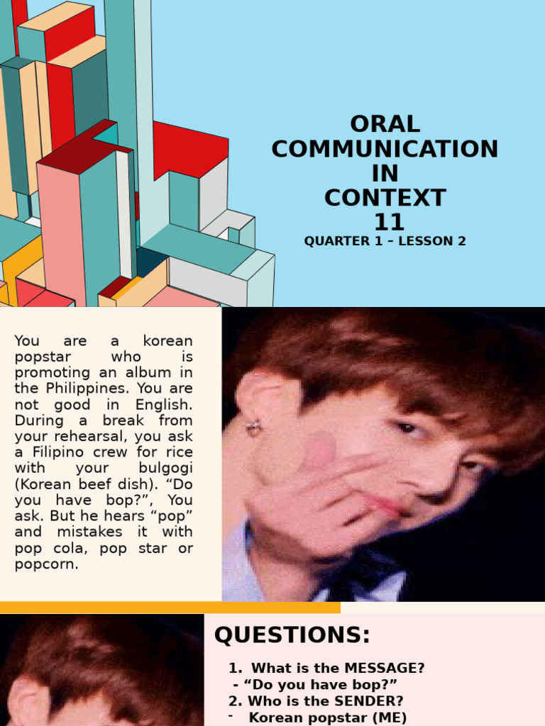 ORAL COMMUNICATION in CONTEXT 11 - QUARTER 1 LESSON 2 | PDF