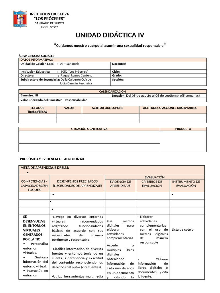 Unidad Didáctica 3 Bimestre | PDF
