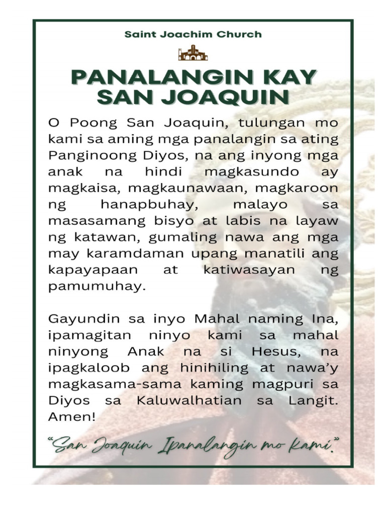 PANALANGIN KAY SAN JOAQUIN | PDF