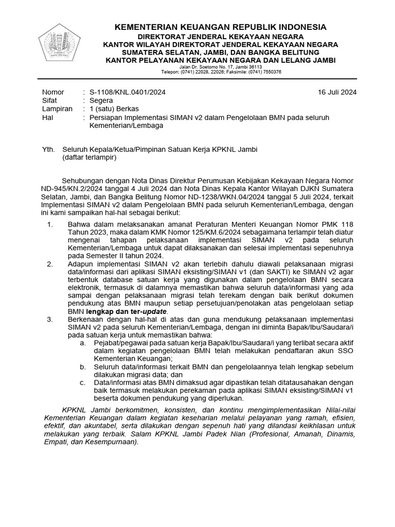 Persiapan Implementasi SIMAN v2 Dalam Pengelolaan BMN Pada Seluruh ...